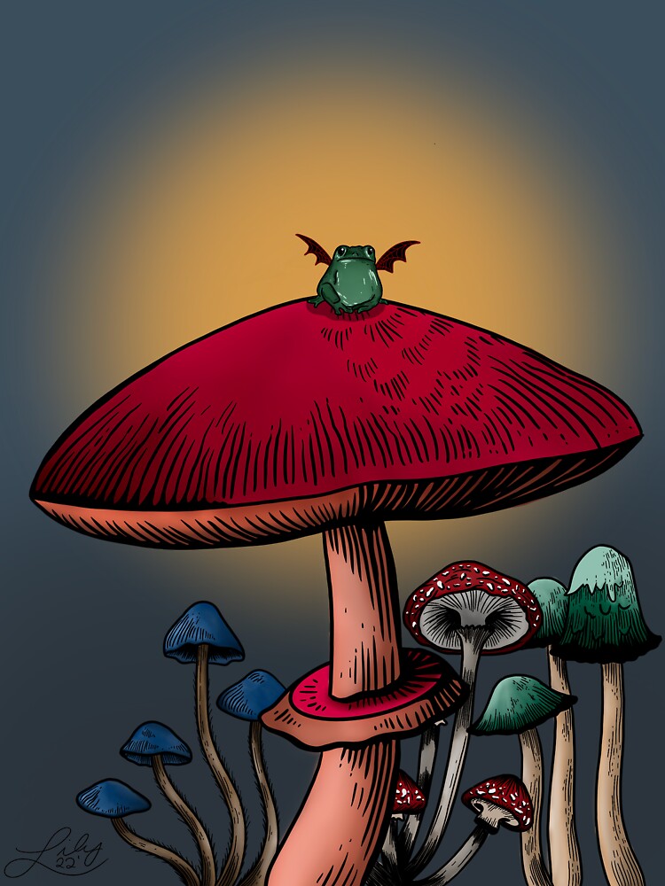 "Demon Frog on Mushrooms" Sticker for Sale by LilyDaug | Redbubble