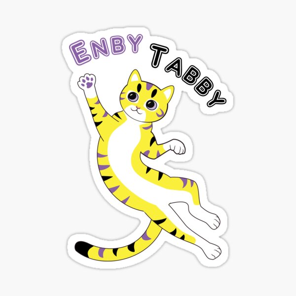 "Enby Tabby (mackerel pattern)" Sticker for Sale by WolfberryStudio ...