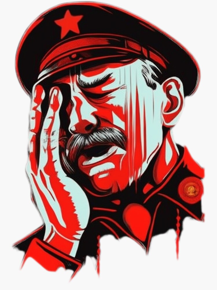 "Soviet Union communist officer facepalming and sad" Sticker for Sale ...