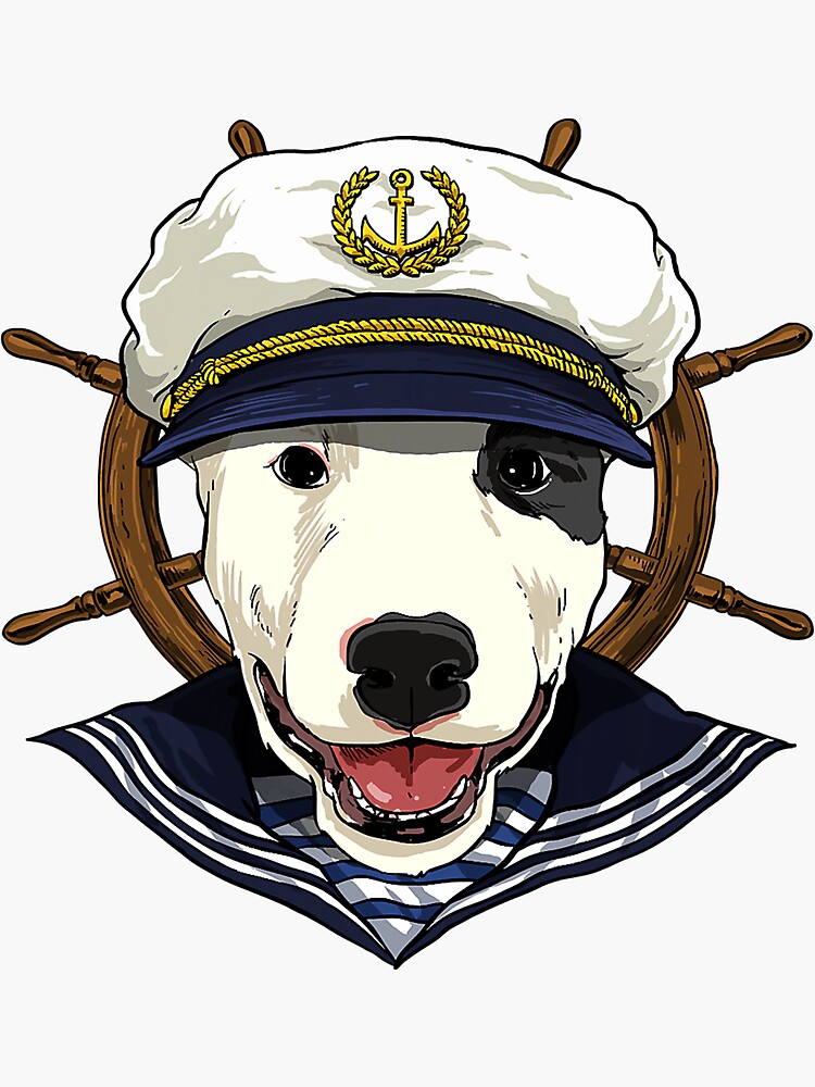 "Bull Terrier Sailor Boat Captain Bull Terrier Dog 147" Sticker for ...