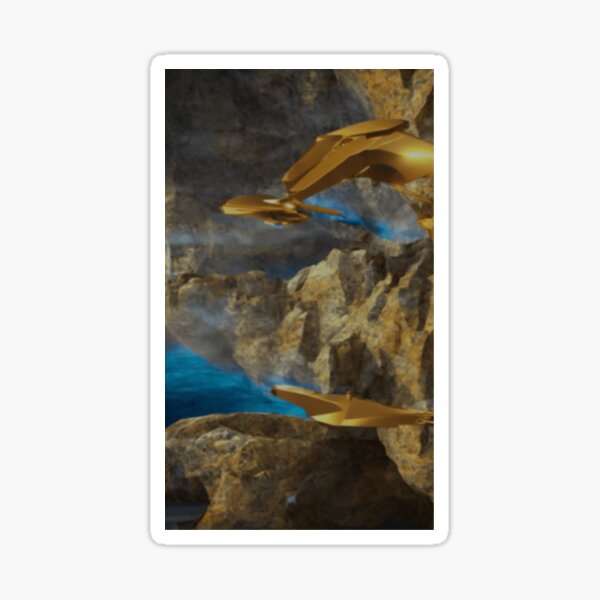 "A futuristic helicopter with golden flight" Sticker for Sale by ...