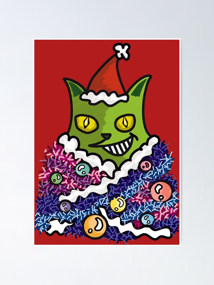 "Grinch cat" Poster for Sale by Juju-sketch | Redbubble