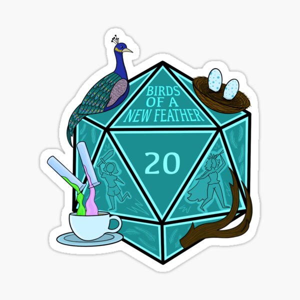 "Lady Chirp Featherfowl D20" Sticker for Sale by citrinecreates | Redbubble