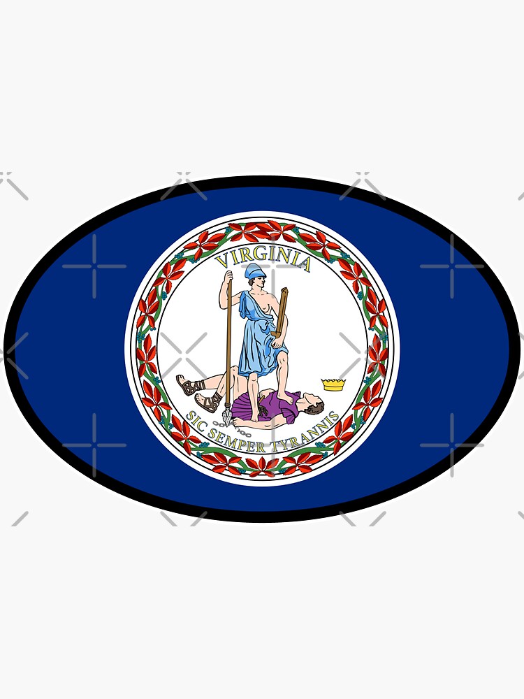 "Virginia State Flag Oval Travel Bumper Sticker for your Car or Luggage ...