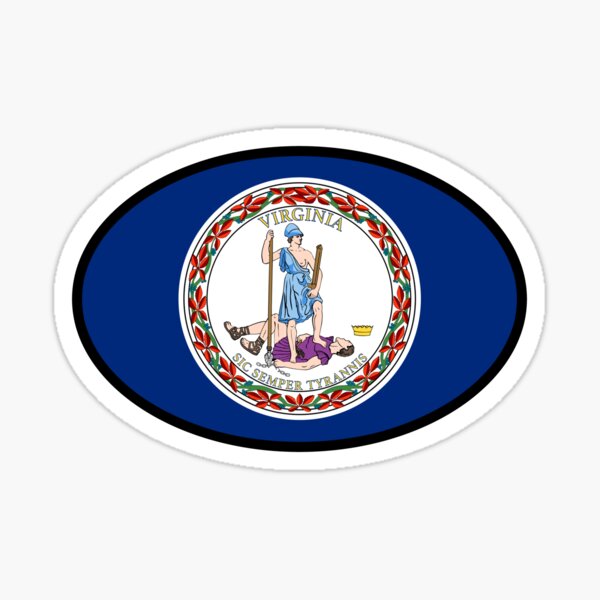"Virginia State Flag Oval Travel Bumper Sticker for your Car or Luggage ...