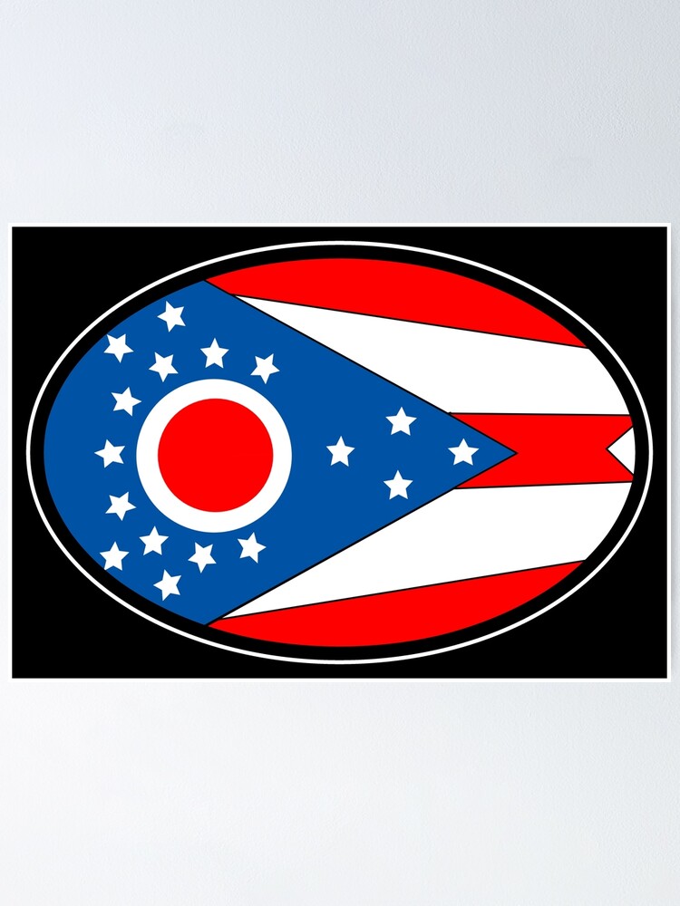 "Ohio State Flag Oval Travel Bumper Sticker for your Car or Luggage ...