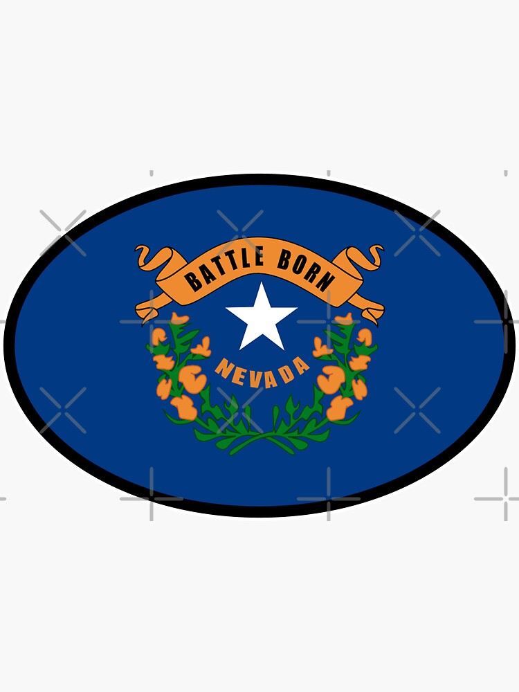 "Nevada State Flag Oval Travel Bumper Sticker for your Car or Luggage ...