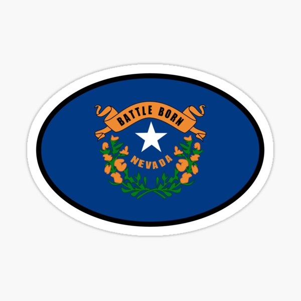 "Nevada State Flag Oval Travel Bumper Sticker for your Car or Luggage ...