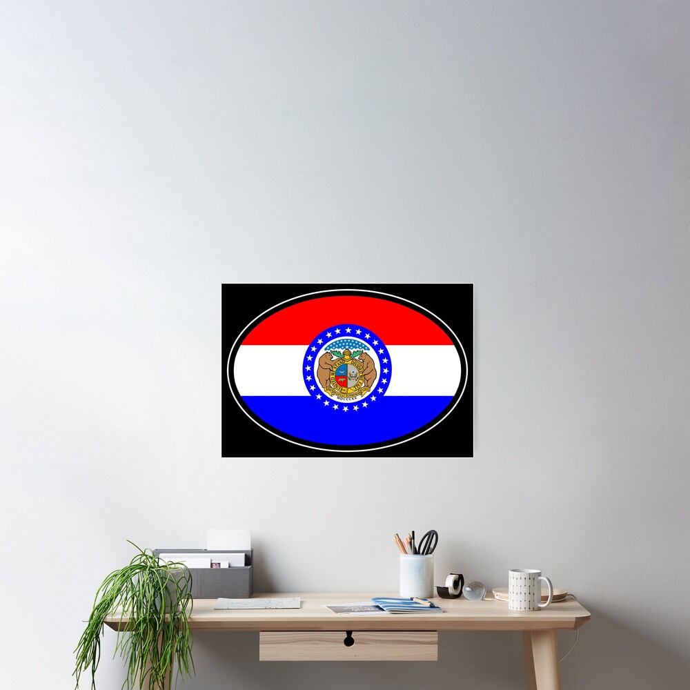 "Missouri State Flag Oval Travel Bumper Sticker for your Car or Luggage ...