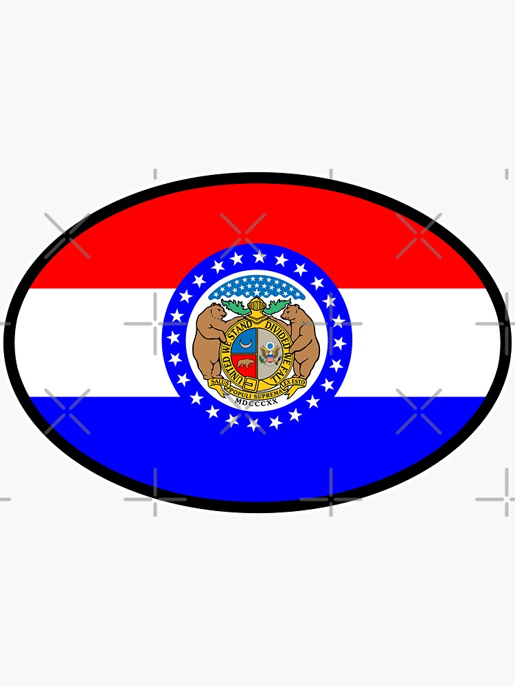 "Missouri State Flag Oval Travel Bumper Sticker for your Car or Luggage ...