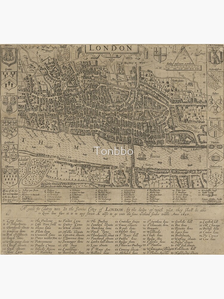 "A map of London by John Norden, 1593" Art Print by Tonbbo | Redbubble