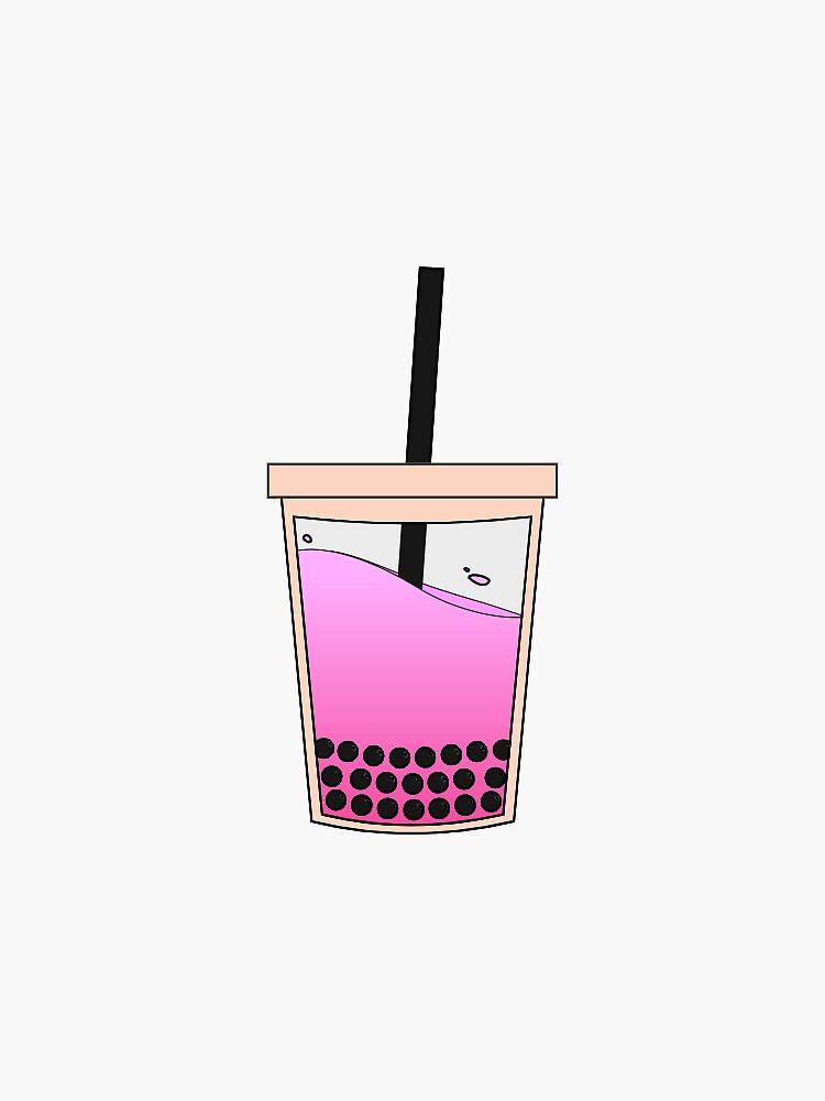 "Boba Pink Drink" Sticker for Sale by CharrDrawingz | Redbubble