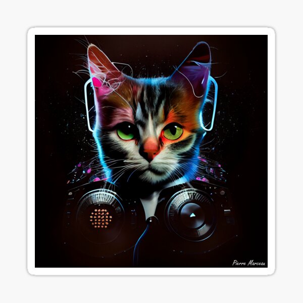 "DJ Cat" Sticker for Sale by RevivalPopShop | Redbubble