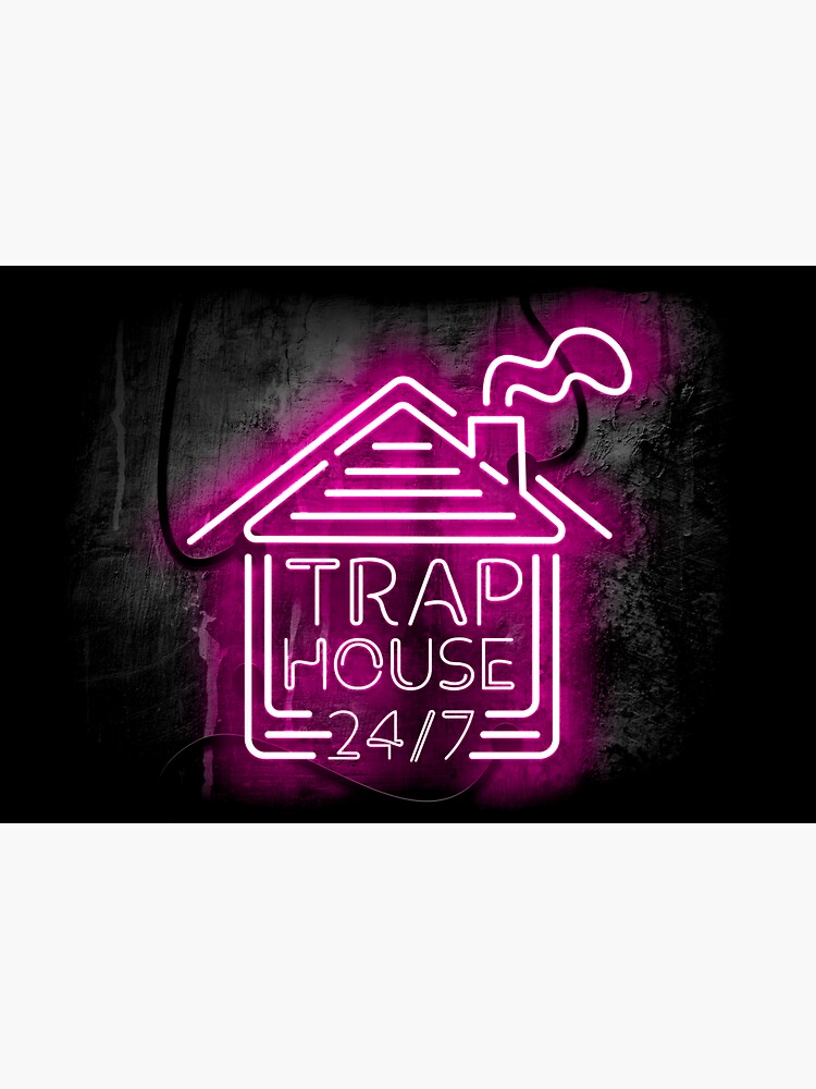 "Trap House - Pink Neon Sign Glow - 247 Always Open" Sticker for Sale ...