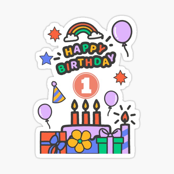 "Happy 1st birthday" Sticker for Sale by AhinsaArts | Redbubble