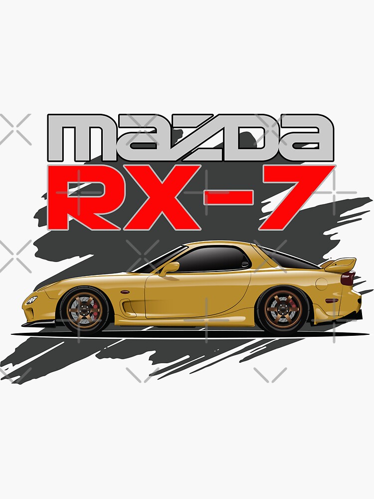 "Mazda Rx7 FD3S yellow TE37 wheels " Sticker for Sale by myteekingdom ...