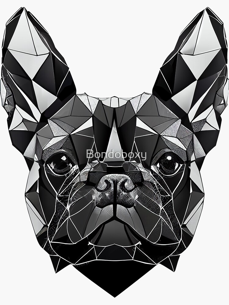 "French Bulldog Geometric Portrait - Black Sapphire" Sticker for Sale ...