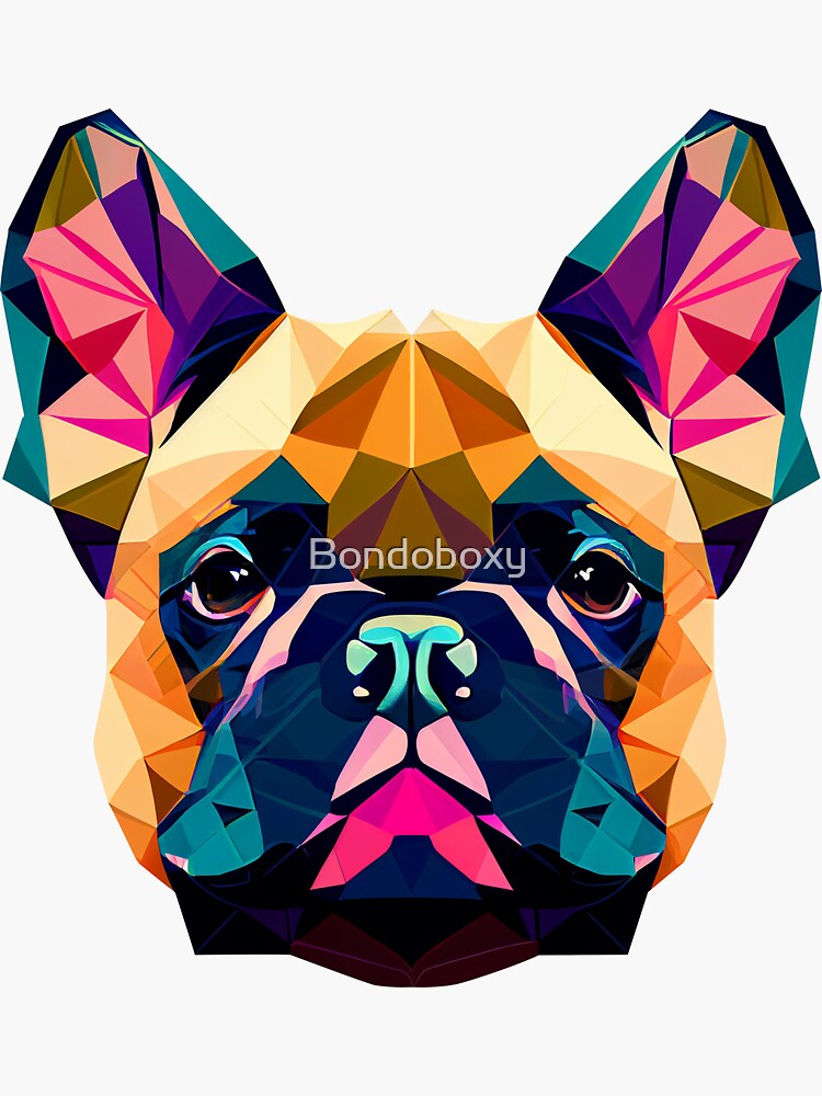 "French Bulldog Geometric Portrait - Lively" Sticker for Sale by ...