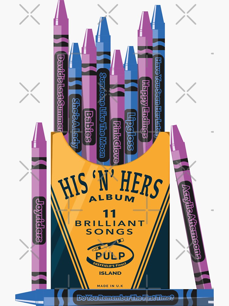 "Pulp His'n'Hers Album Crayons" Sticker for Sale by Lick-Design | Redbubble