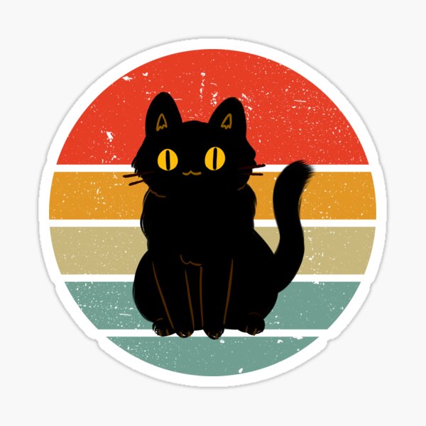 "Retro Sunset Cute Black Cat Black" Sticker for Sale by Sense-Trends ...