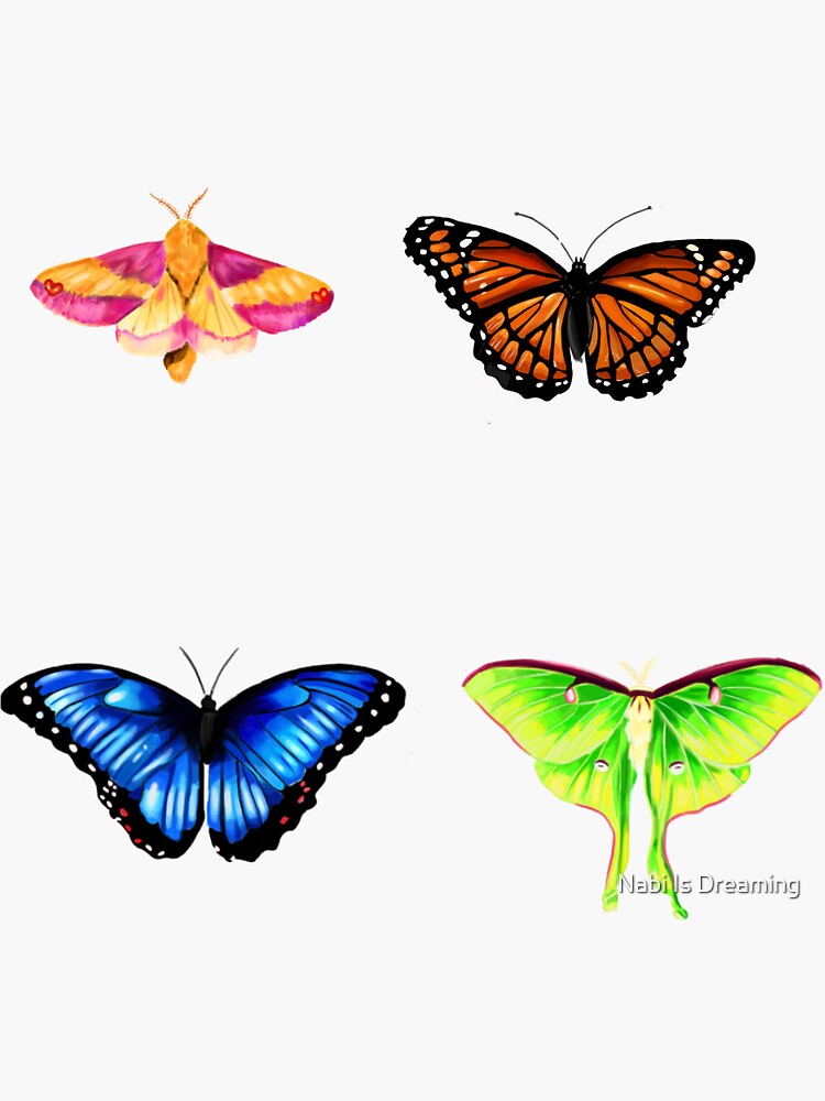 "Butterfly and Moth sticker pack" Sticker for Sale by GlowlyMoonlight ...