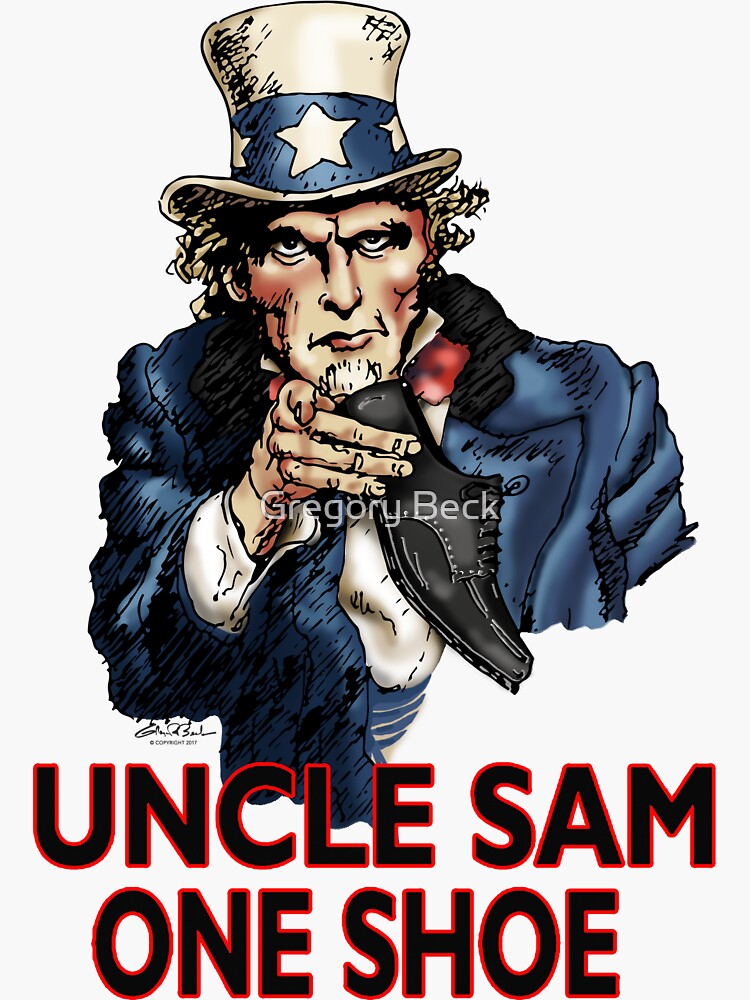 "Uncle Sam One Shoe" Sticker for Sale by GarageRatArt | Redbubble