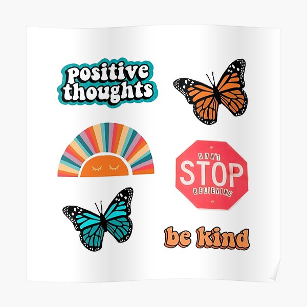 "Trendy Sticker Pack Orange & Teal " Poster for Sale by georgekma ...