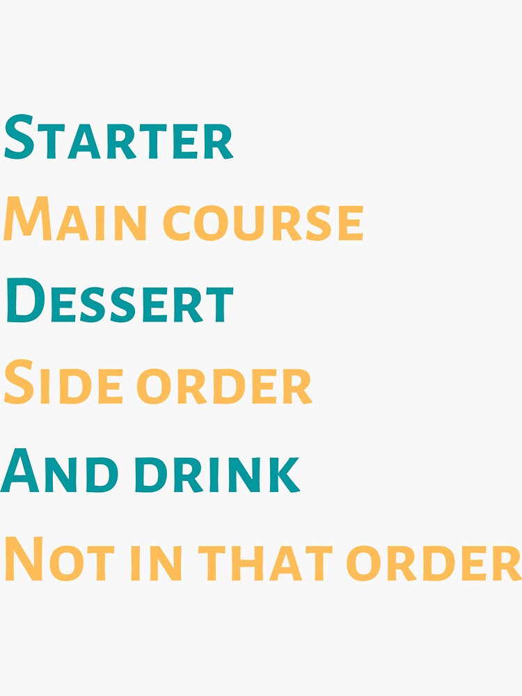 "Off menu podcast - starter main course dessert" Sticker for Sale by ...