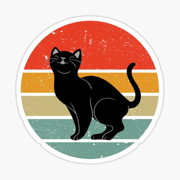"Retro Sunset Cute Black Cat Black" Sticker for Sale by Sense-Trends ...