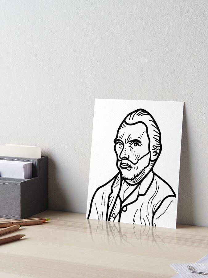 "Vincent van Gogh self-portrait as a line drawing" Art Board Print by ...