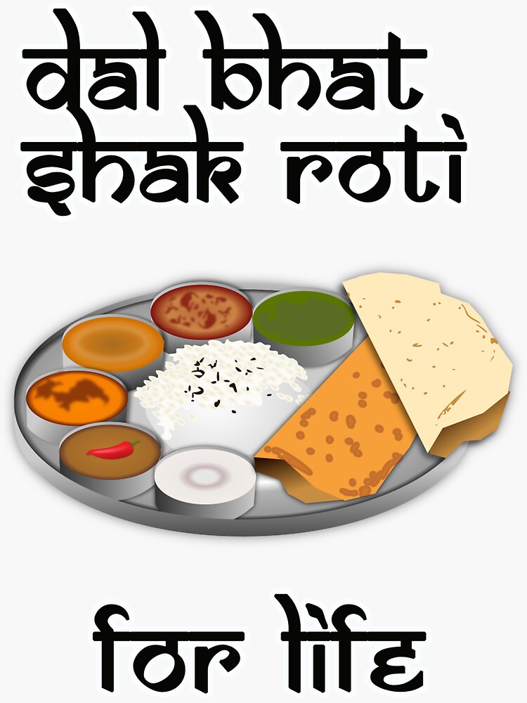 "Dal, Bhat, Shak, Roti" Sticker for Sale by gujjuevolution | Redbubble