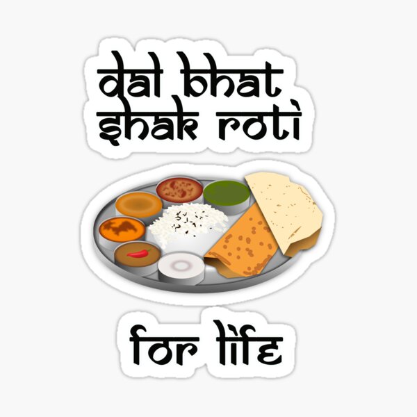 "Dal, Bhat, Shak, Roti" Sticker for Sale by gujjuevolution | Redbubble