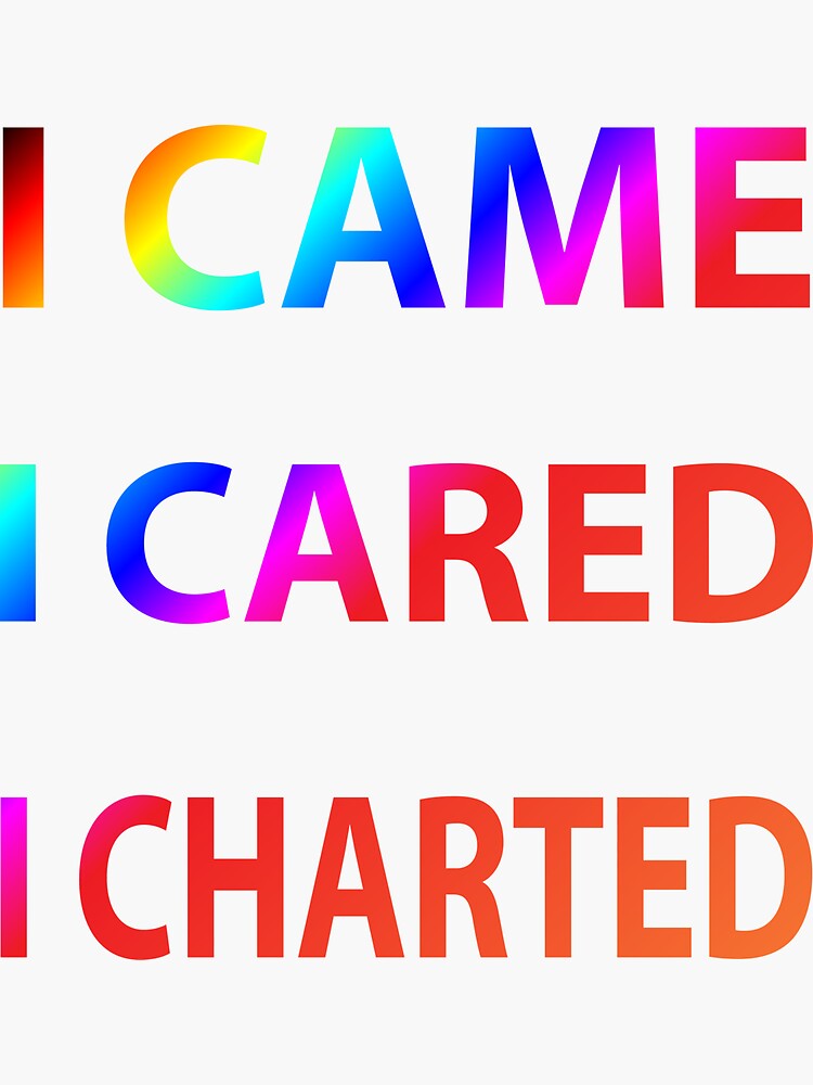 "i-came-i-cared-i-charted" Sticker for Sale by anonnadesign | Redbubble
