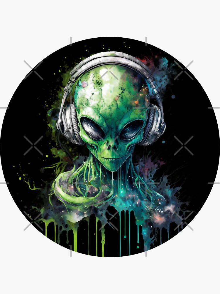 "Alien Music" Sticker for Sale by vancrews | Redbubble