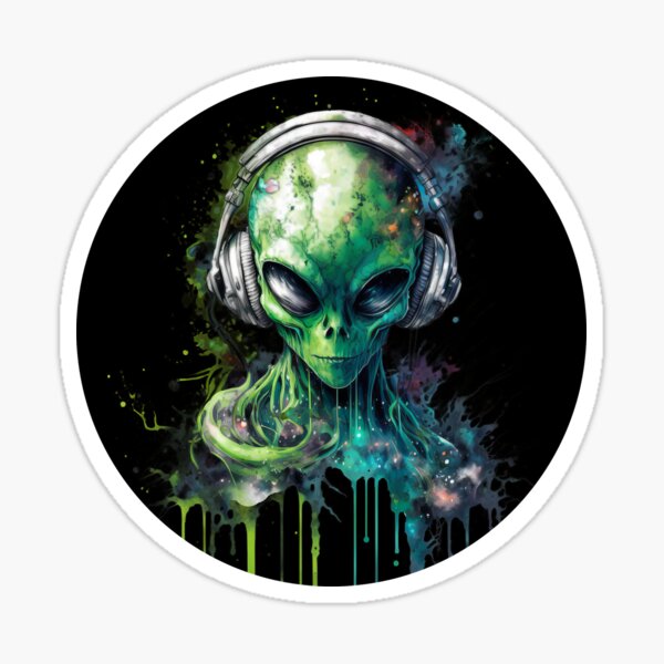 "Alien Music" Sticker for Sale by vancrews | Redbubble