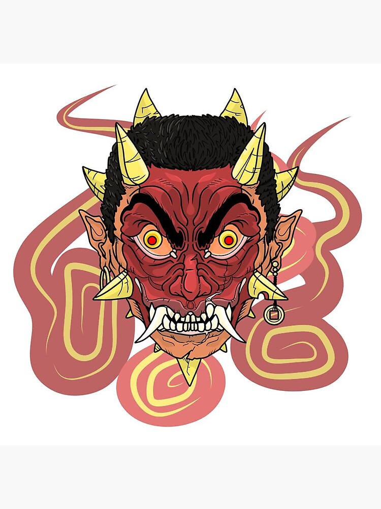 Red Oni Sticker For Sale By Rroseearrt Redbubble
