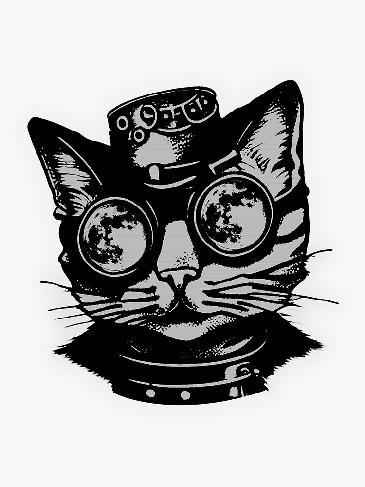 "Steampunk Cat Cartoon" Sticker for Sale by mrtraz | Redbubble