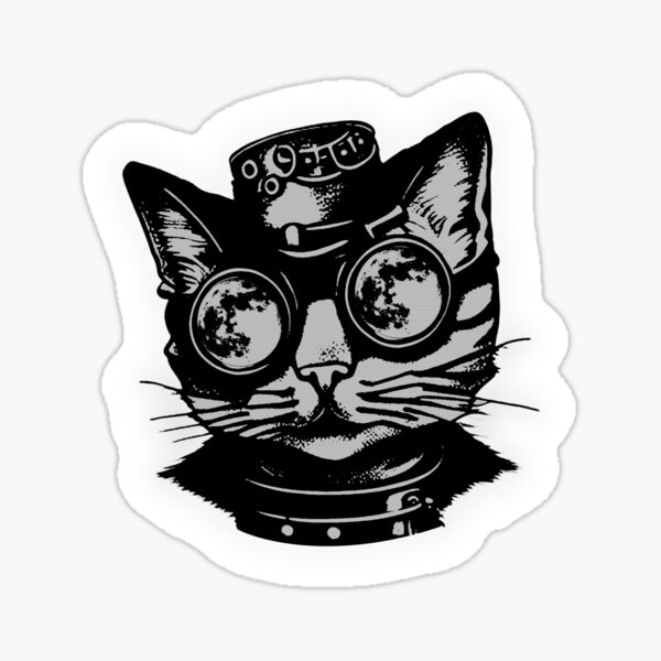 "Steampunk Cat Cartoon" Sticker for Sale by mrtraz | Redbubble