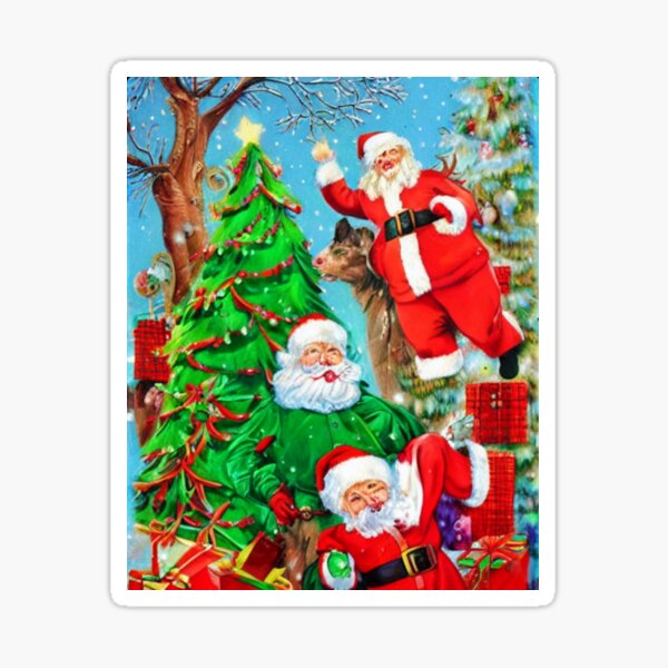 "Santa Claus falling flying red suit ai Christmas tree star chimney ...