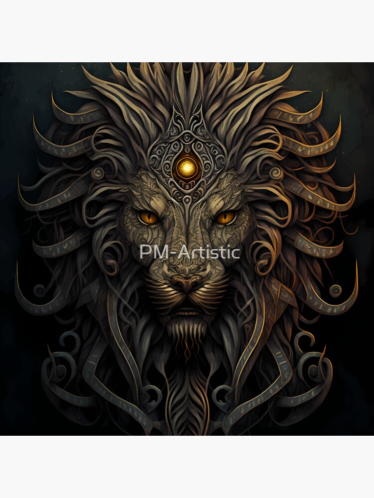 "Dark Fantasy Lion Version 2" Sticker for Sale by PM-Artistic | Redbubble
