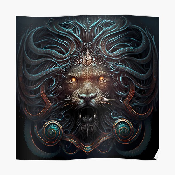 "Dark Fantasy Lion Version 3" Poster for Sale by PM-Artistic | Redbubble