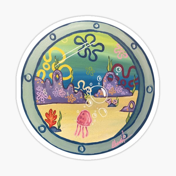 "spongebob window with landscape" Sticker for Sale by CoolOldStyled ...