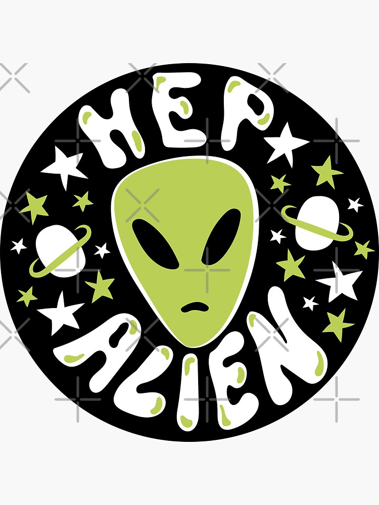 "Hep Alien" Sticker for Sale by doodlebymeg | Redbubble