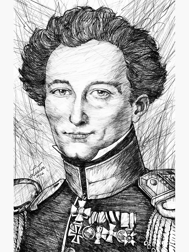 "CARL VON CLAUSEWITZ black and white pencil portrait" Sticker for Sale ...