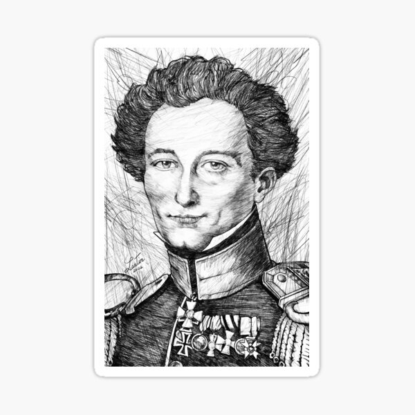 "CARL VON CLAUSEWITZ black and white pencil portrait" Sticker for Sale ...