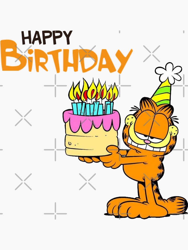 Pegatina «feliz cumpleaños garfield» de enchantfashion | Redbubble