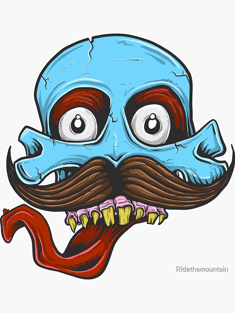 "Skull’tash" Sticker for Sale by Ridethemountain | Redbubble