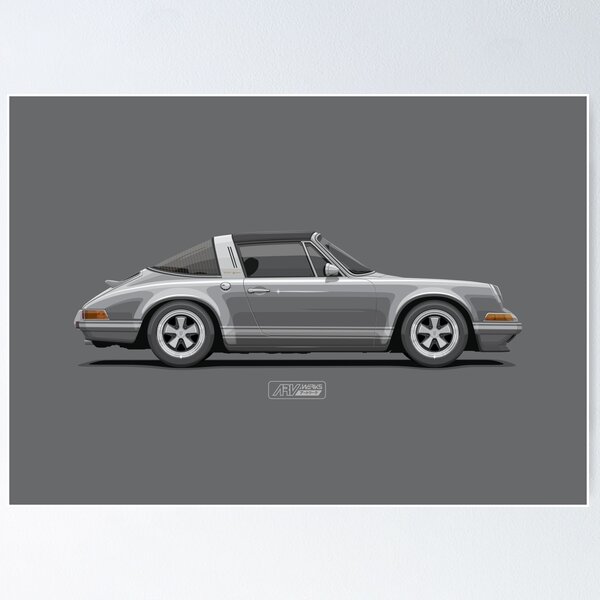 "Singer 911 Targa Grey" Poster for Sale by ARVwerks | Redbubble