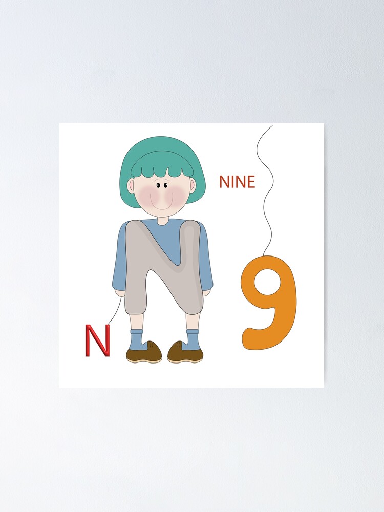 "Letter N and number nine" Poster for Sale by SunGraphicArt | Redbubble
