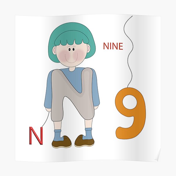 "Letter N and number nine" Poster for Sale by SunGraphicArt | Redbubble